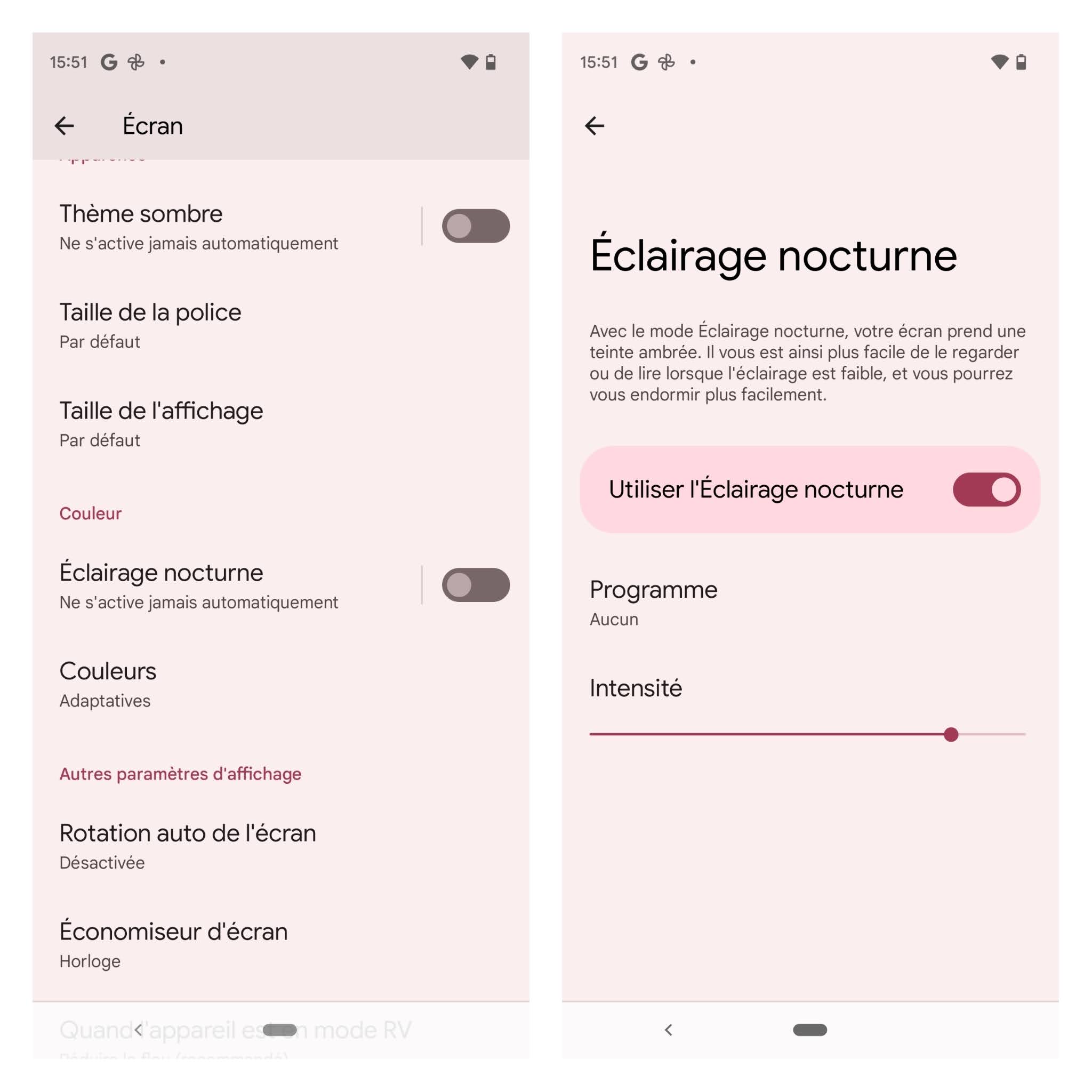 Comment activer le mode nuit (filtre bleu) sur Android