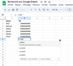 Comment utiliser la fonction Recherche (Lookup) sur Google Sheets