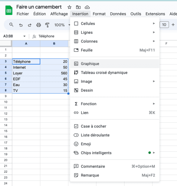 Comment faire un camembert sur Google Sheets - Tout Sur Google