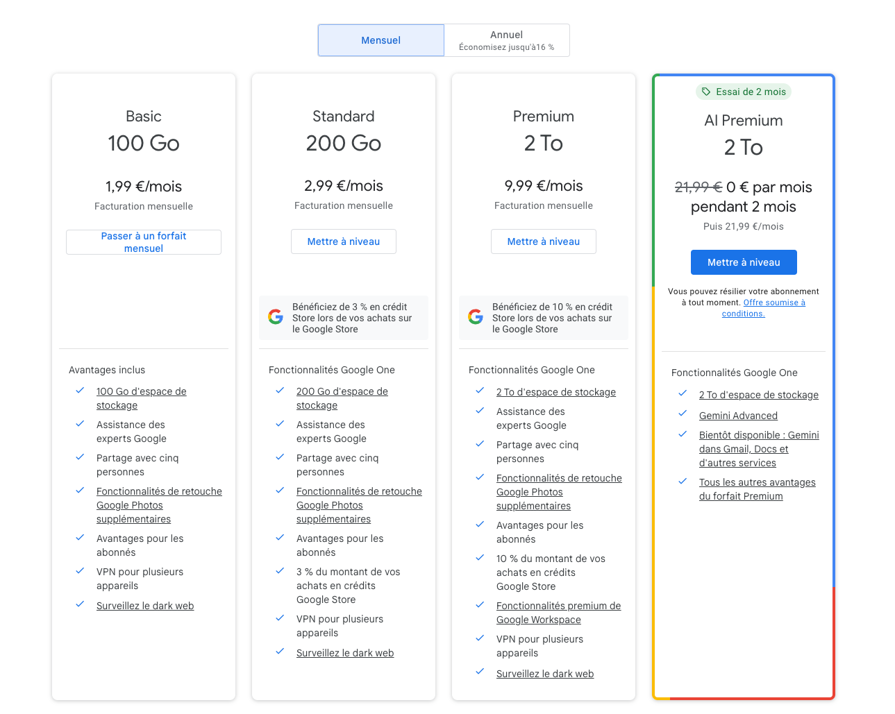 Nouveautés Google One : les abonnements changent - voici les nouveaux ...